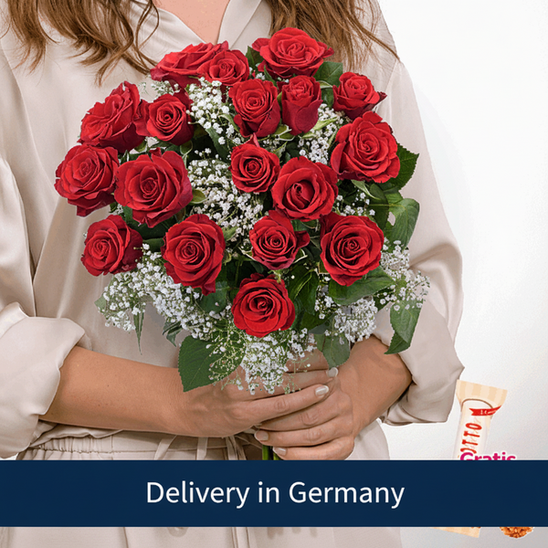 18 Red Roses Bouquet delivery in Germany| Blumenlieferung Deutschland ...